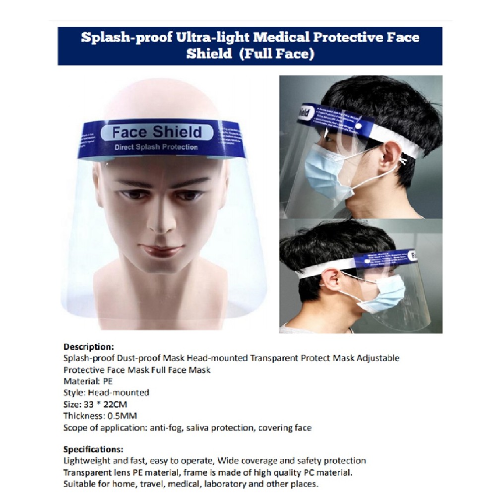 Splash-proof Ultra-light Medical Protective Face Shield (Full Face ...