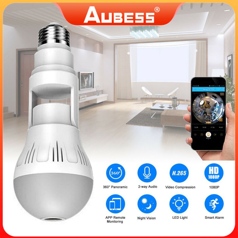 360° Panoramic Wifi Camera E27 Light Bulb HD 1080P Security IP Camera ...