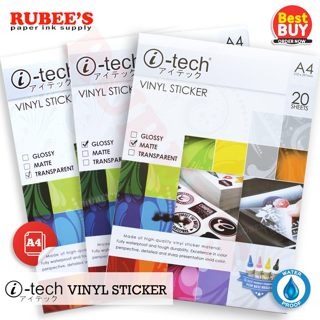 A4 Itech Vinyl Sticker Waterproof (MATTE/GLOSSY/TRANSPARENT) | Shopee Singapore