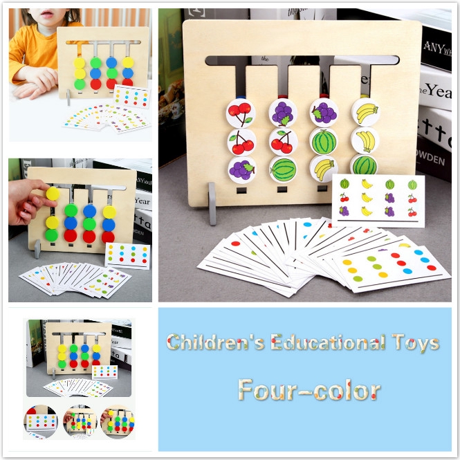 Four-color Fruit Logic Game Double-sided Dual-use Wooden Enlightenment ...