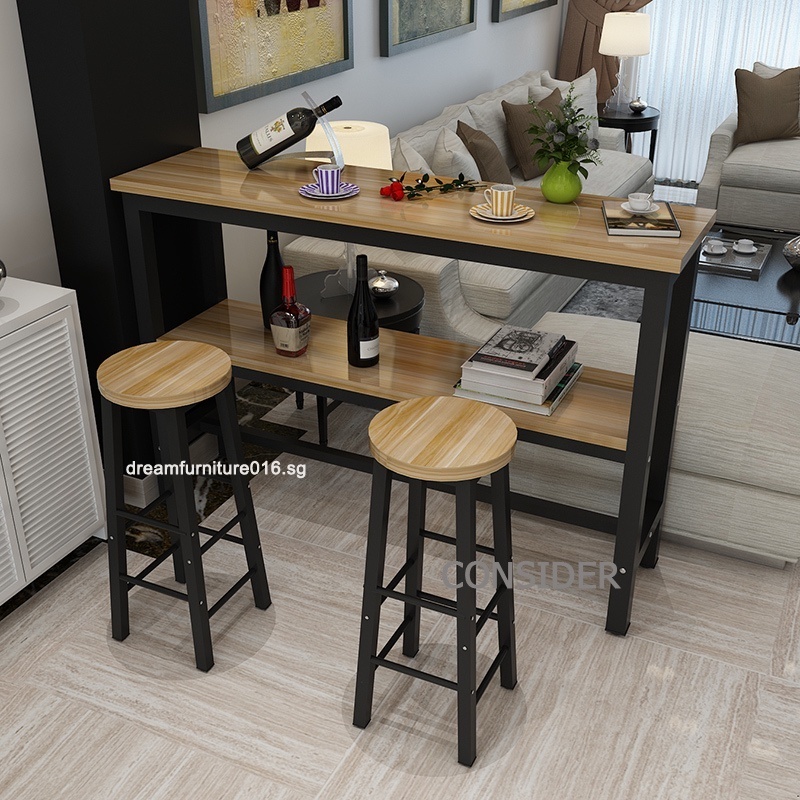 CONSIDER Nordic Style Bar Table Dining Table With Storage Rack Double ...