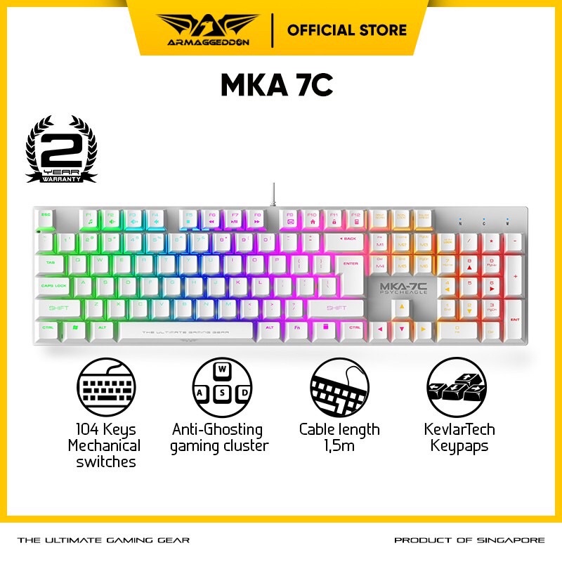 PUTIH Gaming keyboard mechanical armaggeddon mka 7c psycheagle blue ...