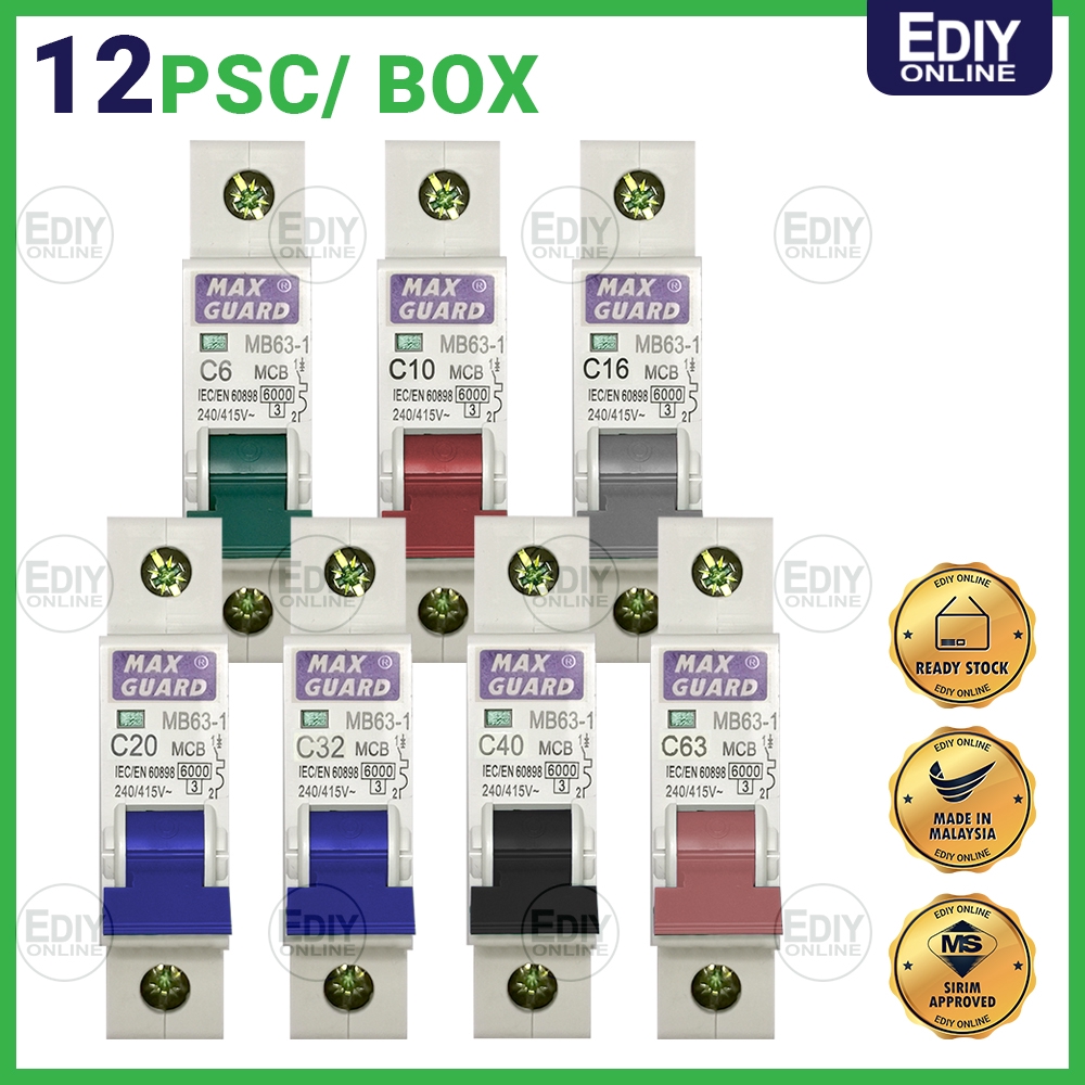 MAXGUARD MB63-1 6KA MCB 1P 1 (1 BOX / 12 PCS) | Shopee Singapore