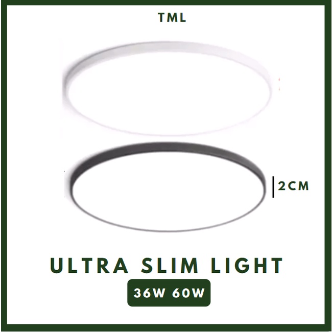 TML 36W 60W Ultra Slim Minimal LED Ceiling Light Daylight Black White ...