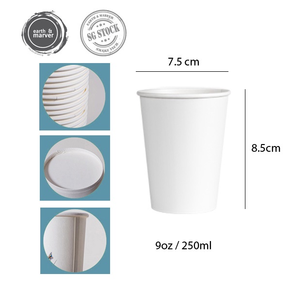 ( Local Stocks ) Disposable Paper Cups 100pcs / 200pcs / White Paper ...