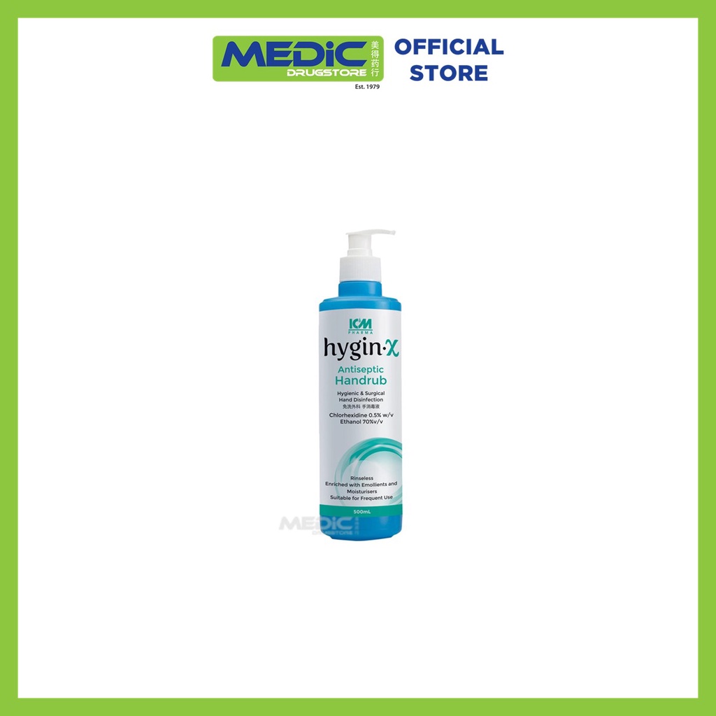 [Bundle of 2] ICM Pharma Hygin-X Antiseptic Handrub Rinseless 500ml ...