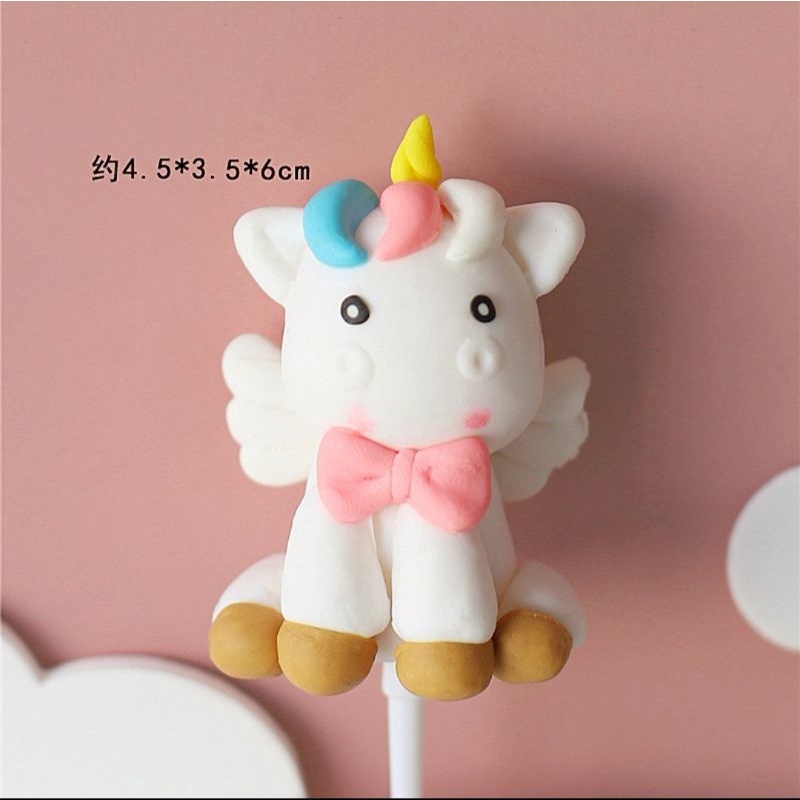 🇸🇬 Cute Rainbow Clouds Unicorn Birthday Cake Colourful Balloon Topper ...