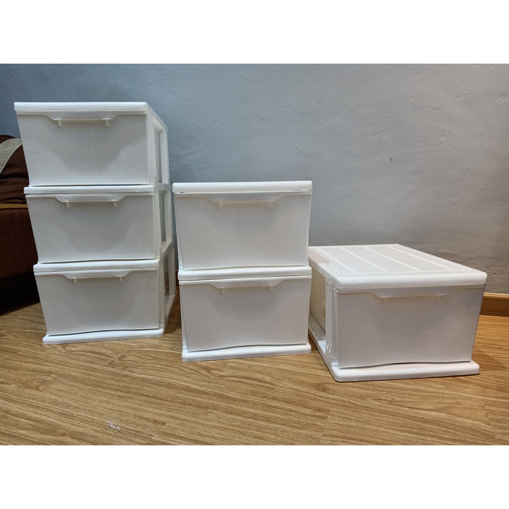Minimalist 1/2/3 Tier Big Storage White Transparent Plastic Drawer ...