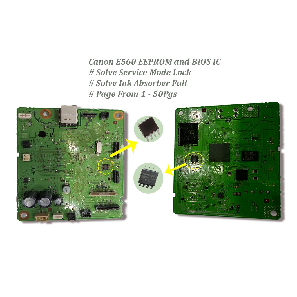 Canon E560 EEPROM and BIOS IC Reset Ink Absorber Full 5B00 or Service Mode Locked | Shopee Singapore