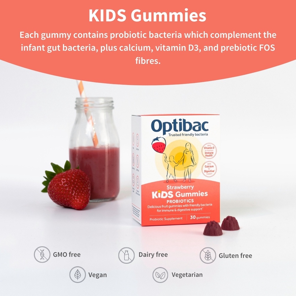 OptiBac Probiotics Strawberry Kids Gummies 30pcs | Shopee Singapore