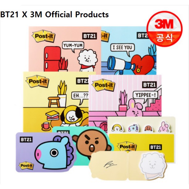 BTS BT21 X 3M Official Products [Post it/Correction Tape/Ear Plug ...