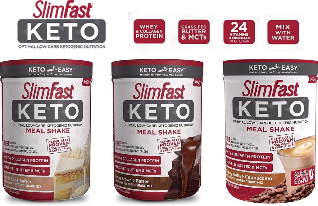 Slimfast Keto Meal Shake Ketogenic Low-Carb Nutrition Powder 12.2 Oz ...