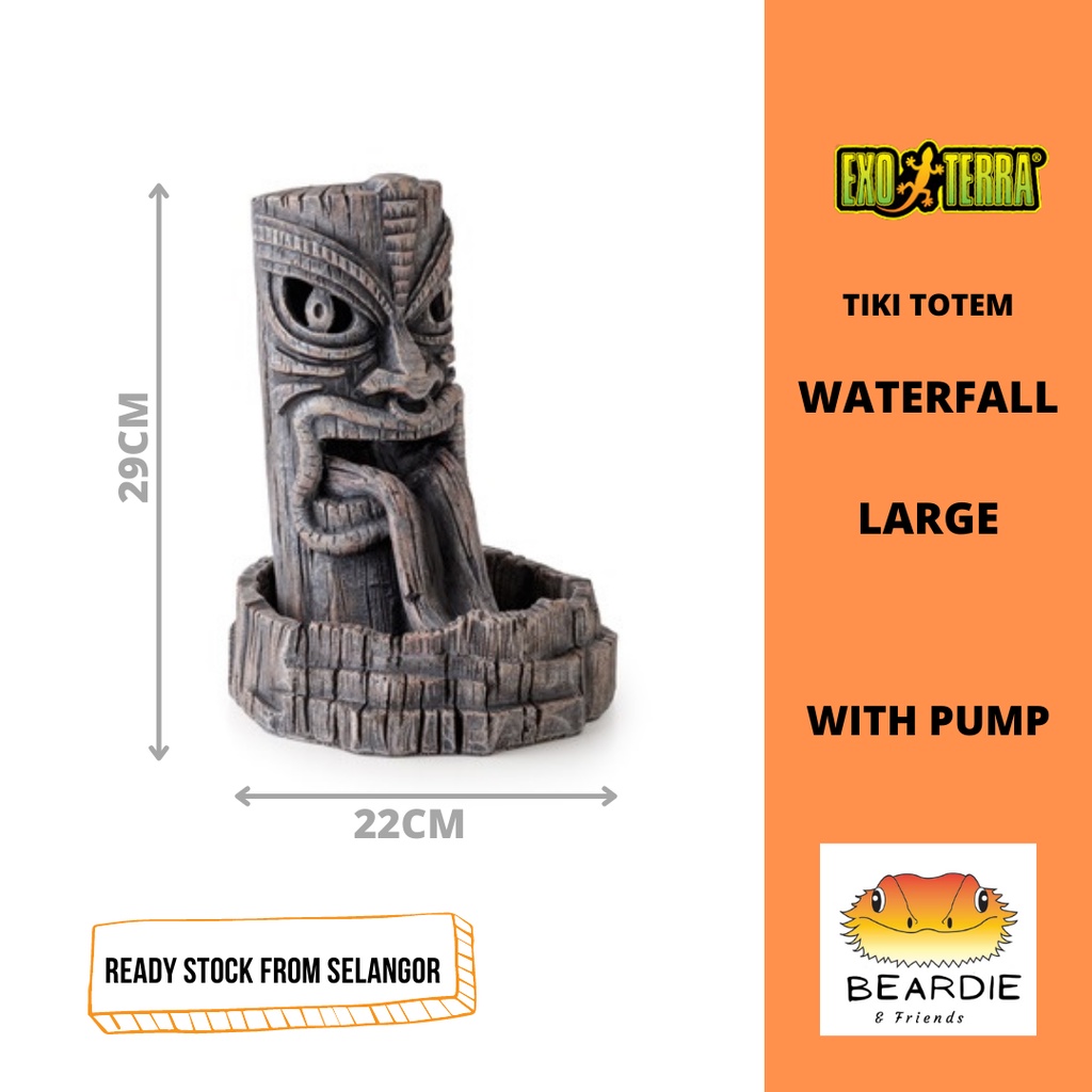 EXO TERRA TIKI TOTEM WATERFALL LARGE WITH PUMP WATER DRINKER DISH FOR ...