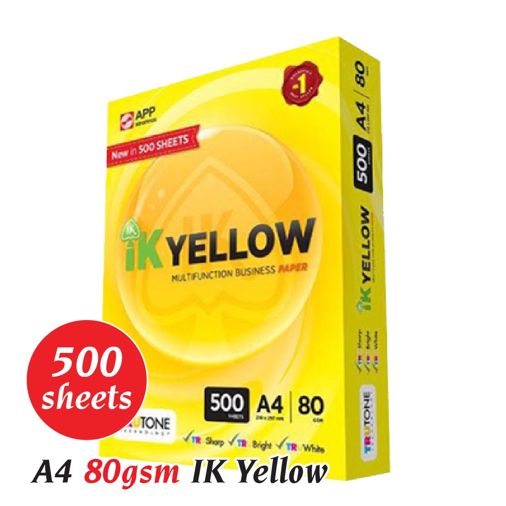 A4 80gsm IK Yellow Paper | IK PAPER YELLOW 500 SHEET/ PHOTOCOPY/ COPY ...
