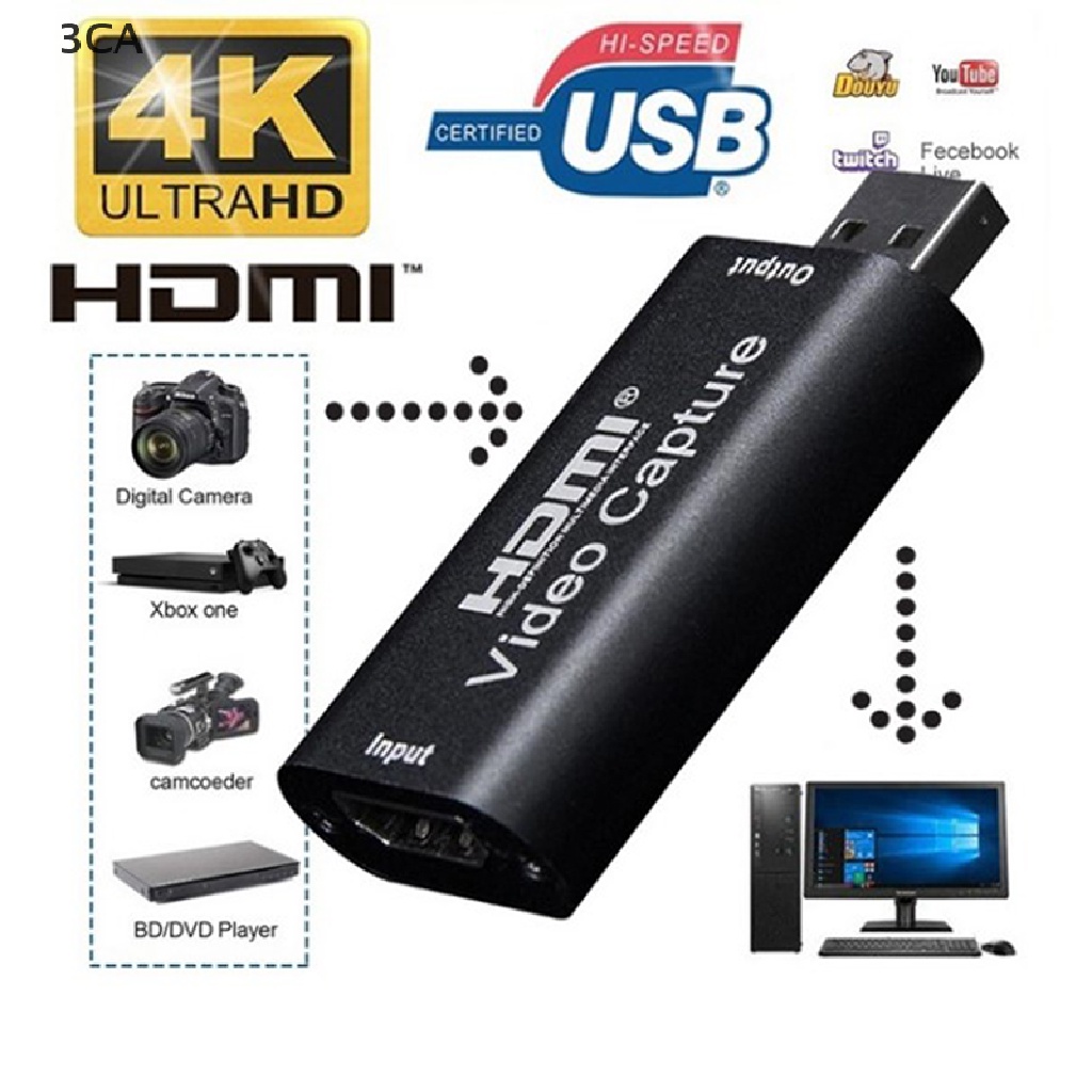 3CA Video Capture Cards Audio Capture Adapter HDMI To USB 3.0 ...