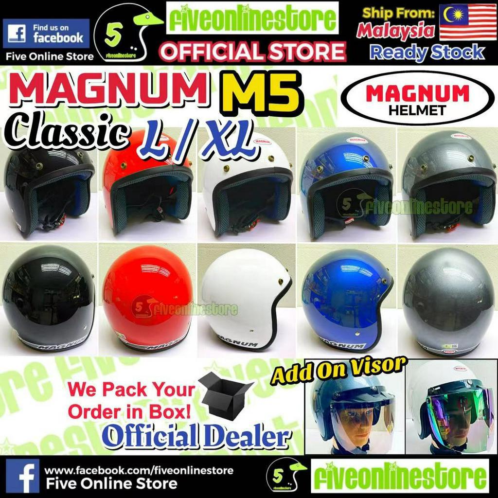 Magnum Helmet M5 Classic Topi Keledar Motorsikal L XL 3 Button Motor ...