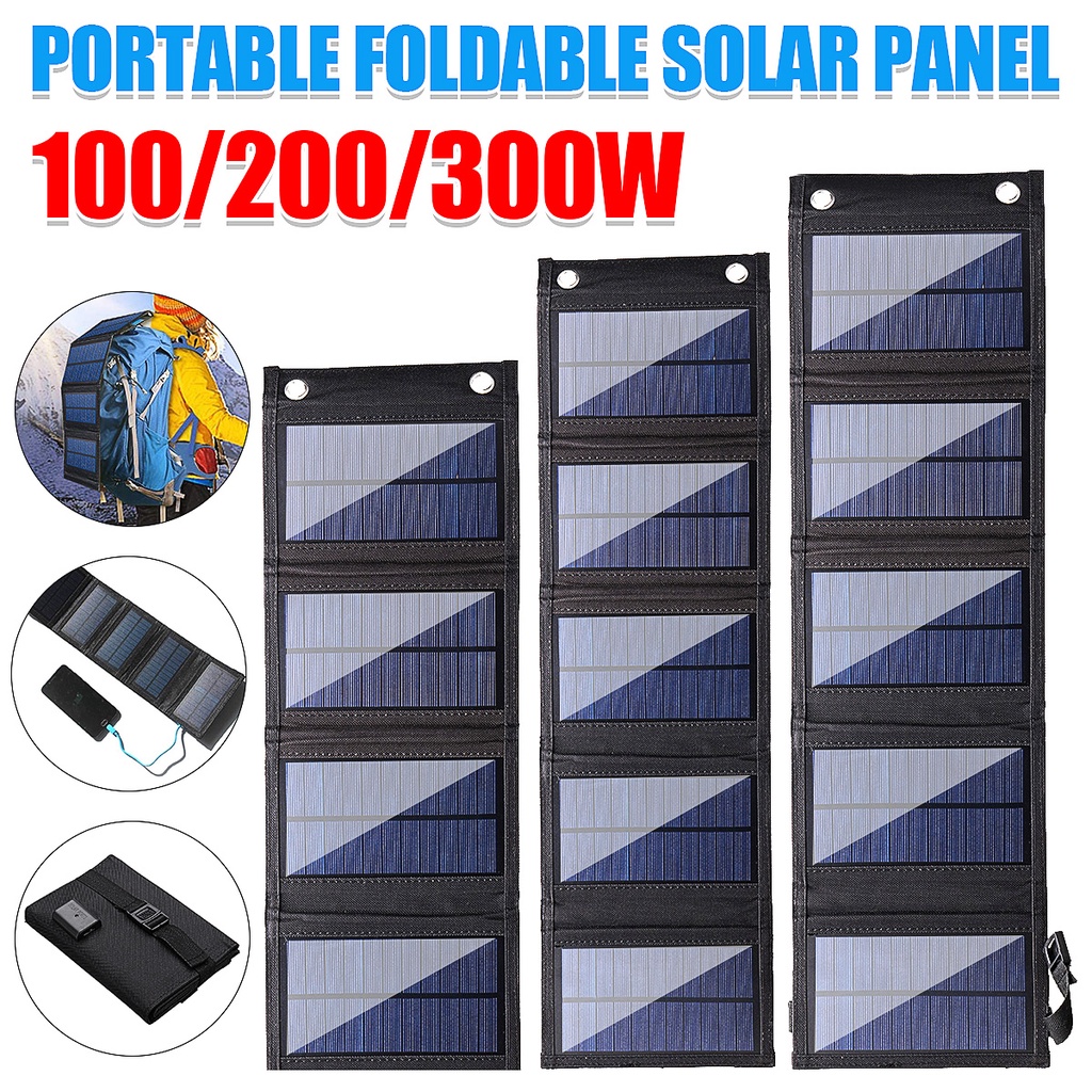 5V 100W/200W/300W USB Foldable Solar Panel Portable Flexible Waterproof ...