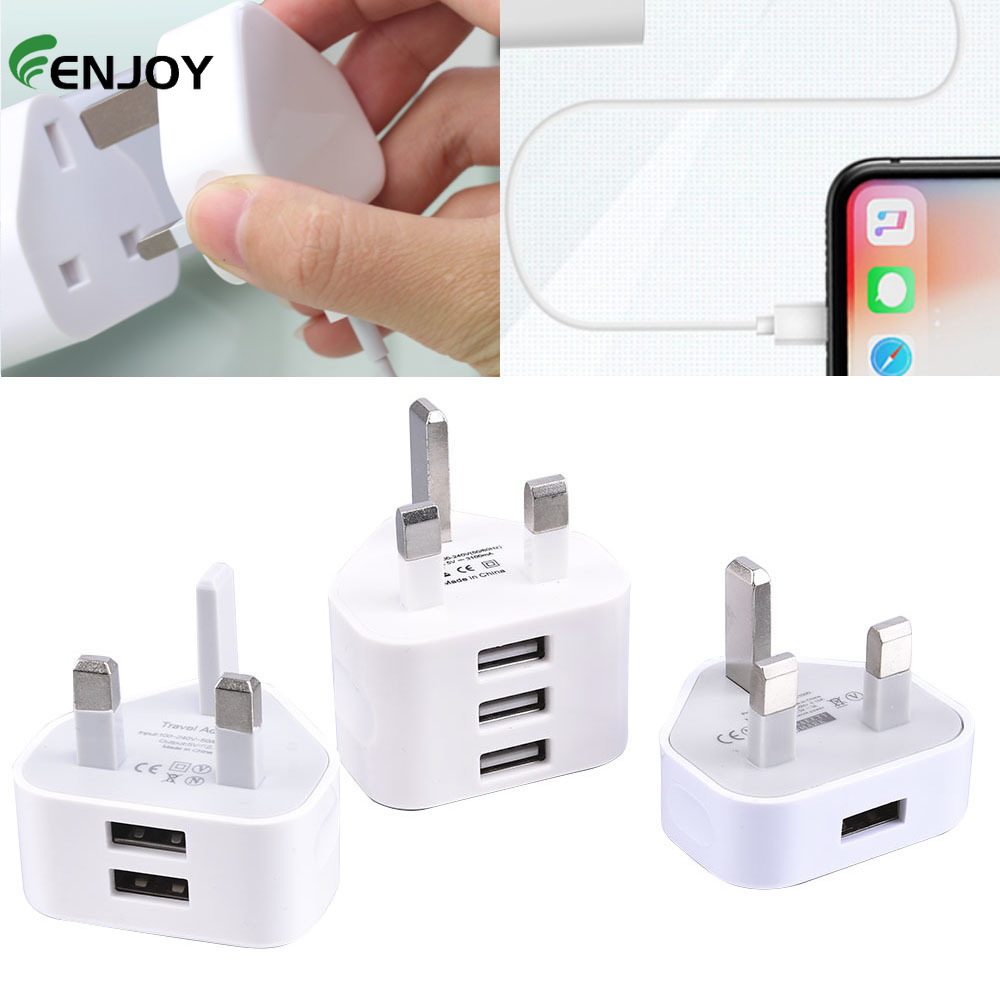 Mains 3 Pin UK Plug 3 AMP USB Adapter Wall Charger Home Charging for ...