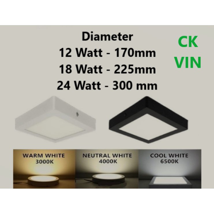 BRANDED LED SURFACE CEILING / WALL LIGHT BY BLACK / WHITE COLOUR SQUARE ...