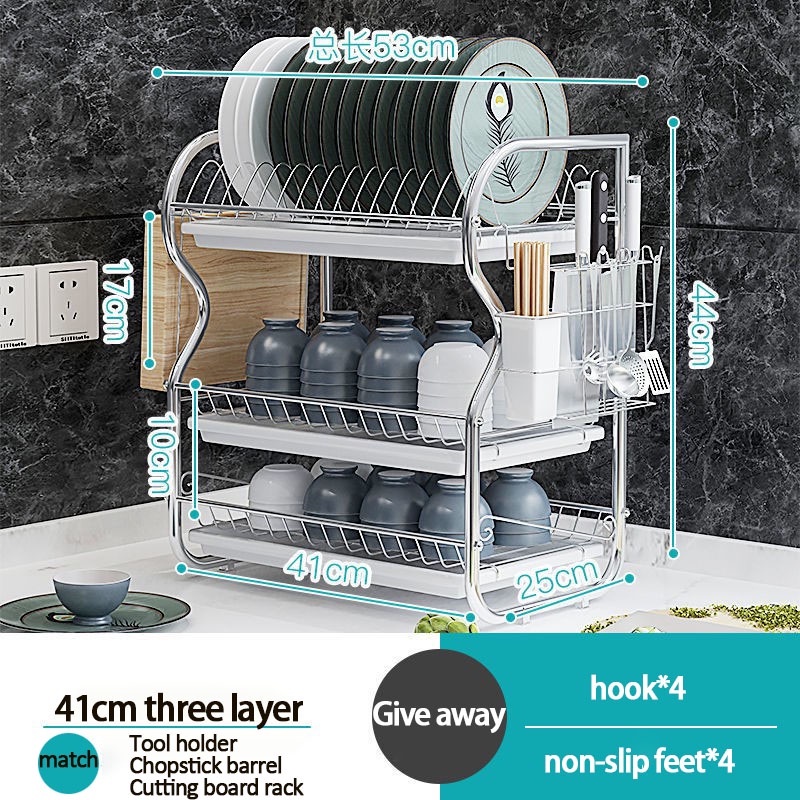 Dish rack drain rack kitchen multi-layer tableware drain rack plate ...