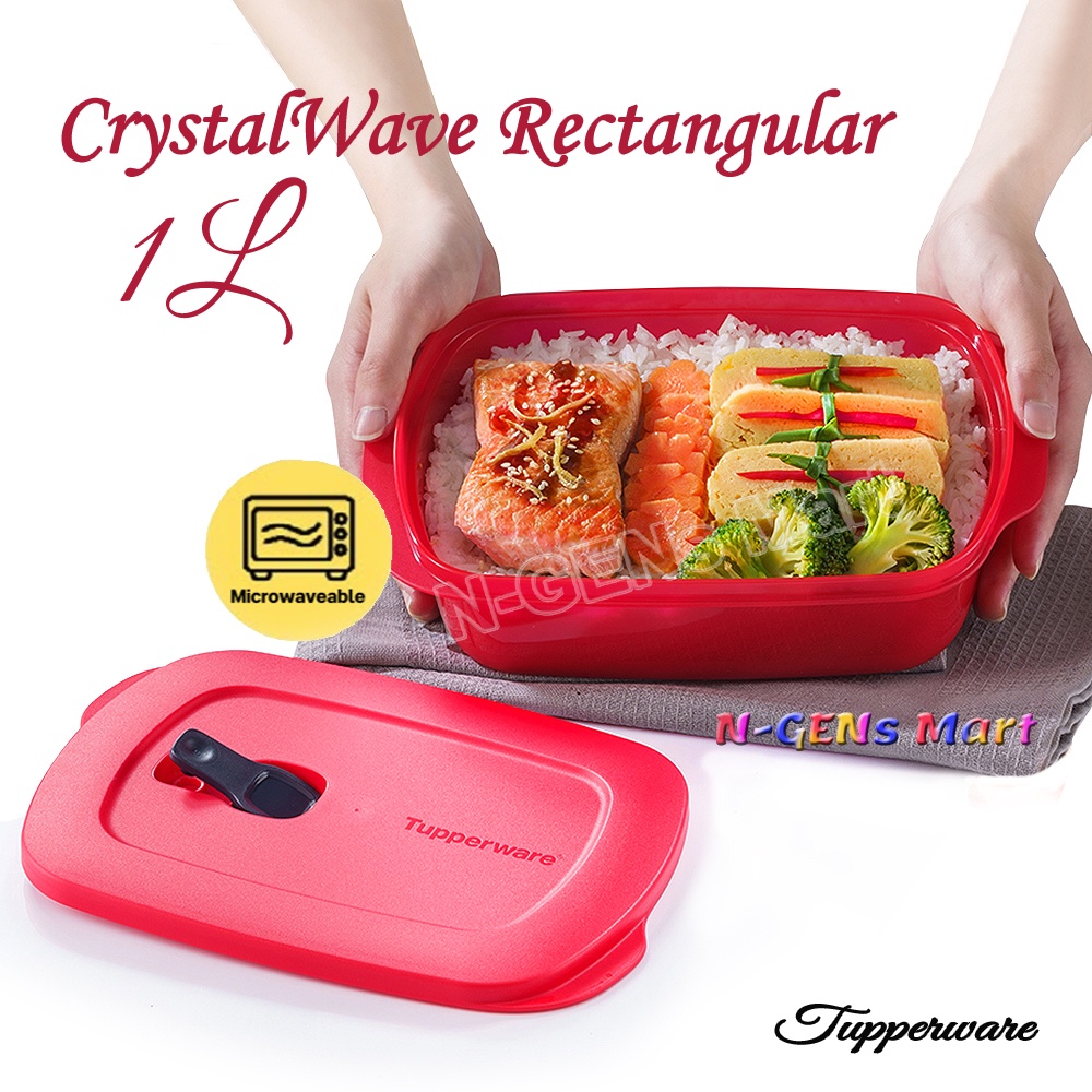 Tupperware CrystalWave Rectangular 1L With Lid, Microwavable, Limited ...