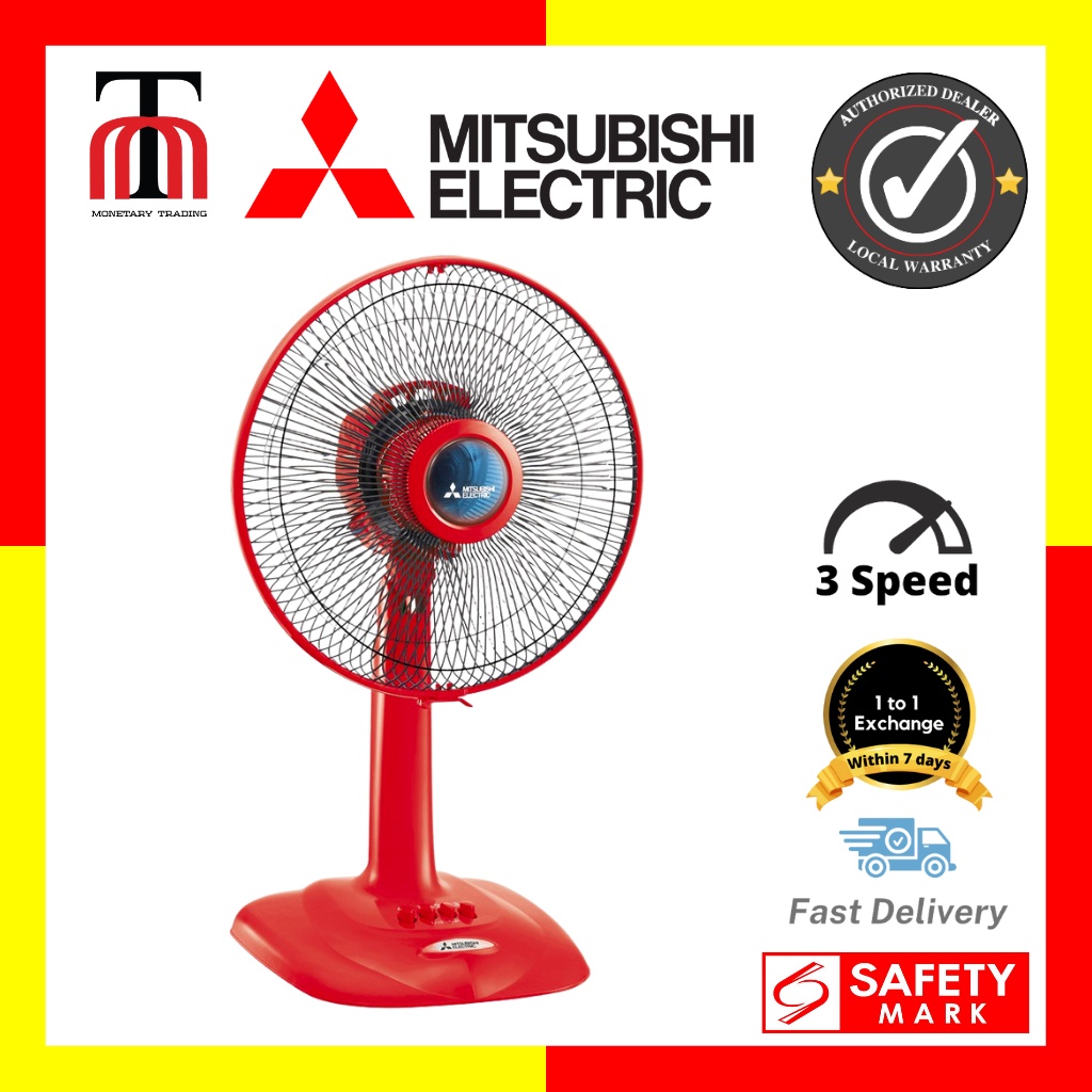 Mitsubishi 12" Desk Fan (Red) | Shopee Singapore
