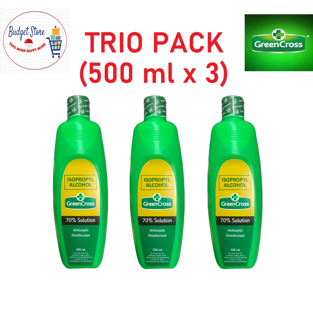 Green Cross Isopropyl Alcohol 70% Solution - (500ml x 3 bottles)TRIO PACK | Shopee Singapore