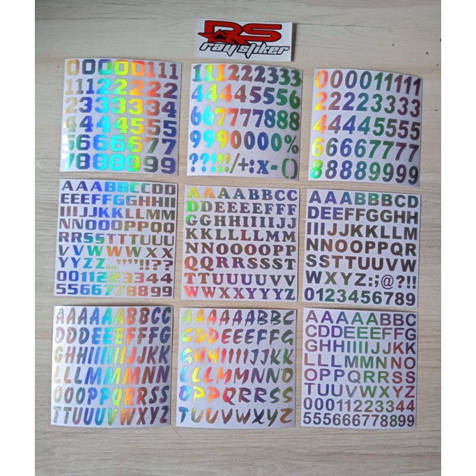 NUMBERS & ALPHABET HOLOGRAM CUTTING STICKERS.. ABCD | Shopee Singapore