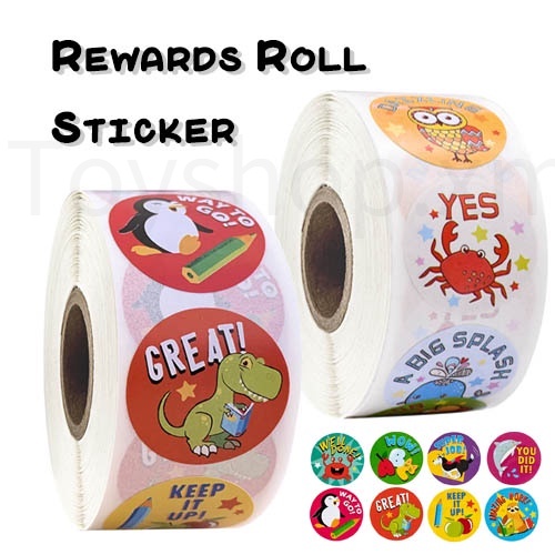 Reward Sticker Cartoon Cute Roll 500Pcs Scrapbook Stationery Toys ...