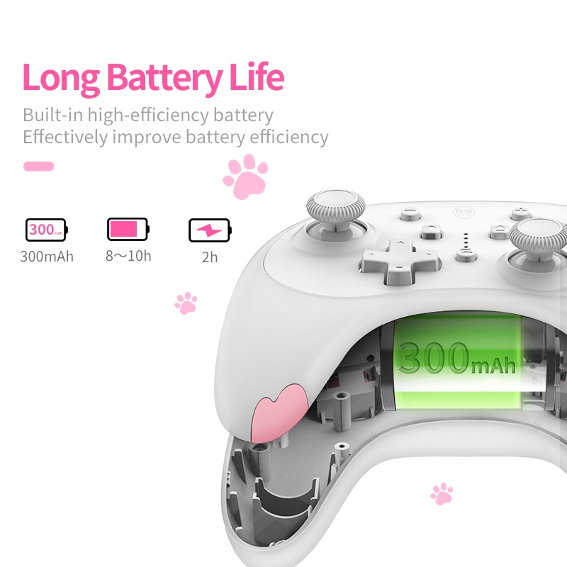 IINE Nintendo Switch Pink Kitten Wireless Controller in white Small ...
