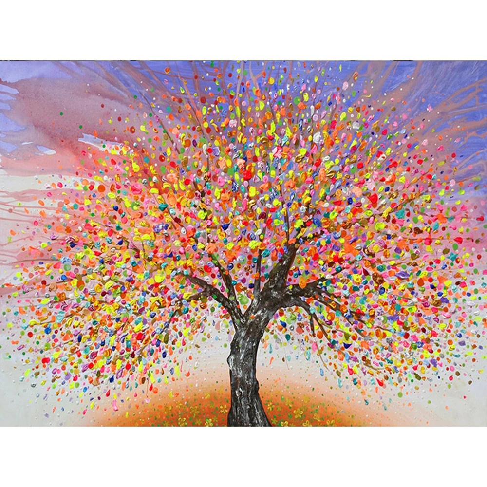 5D diamond painting full of diamond painted tree DIY diamond cross ...