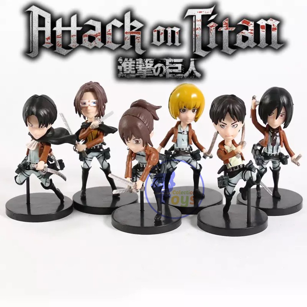 ACTION FIGURE ATTACK ON TITAN EREN MIKASA LEVI ARMIN ZOE SASHA SET 6 ...