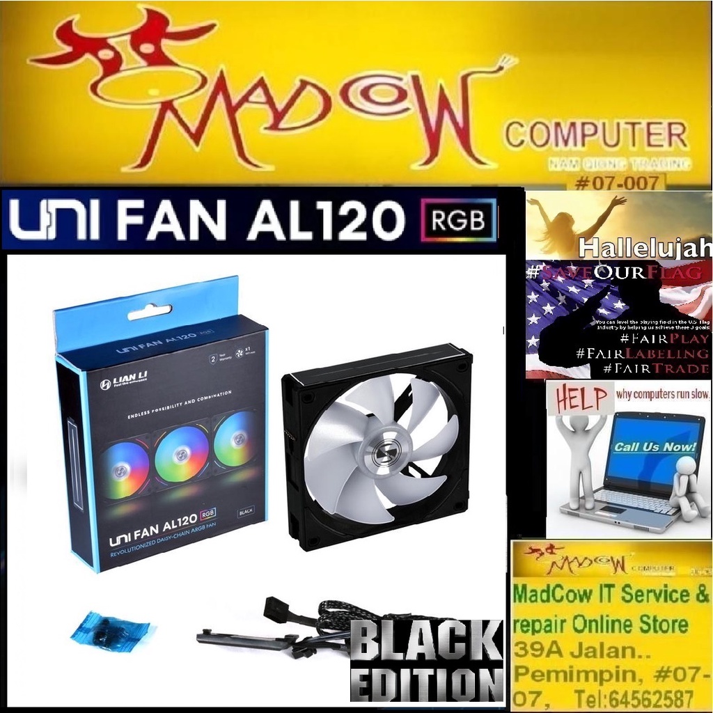 LIAN LI UNI FAN Al120 AL 120 RGB 12CM FAN SINGLE PACK WITHOUT ...
