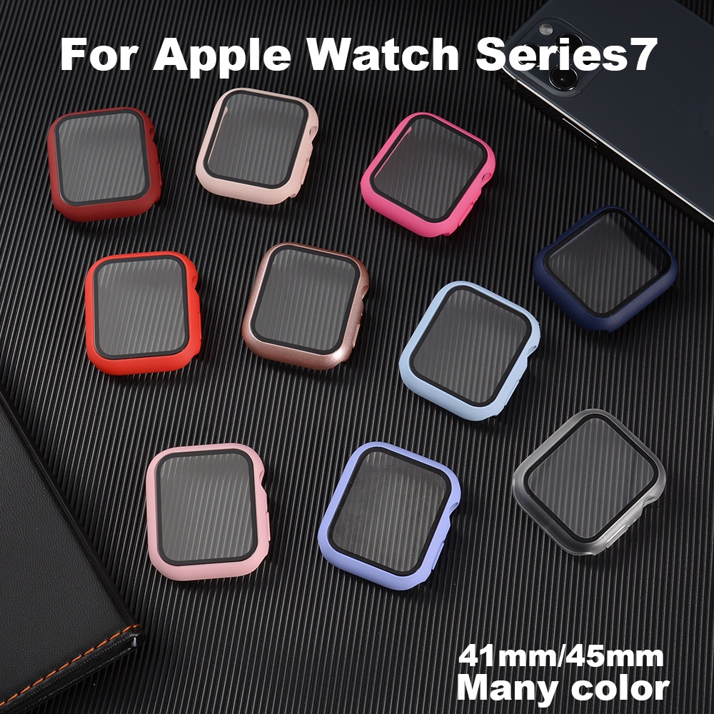 Full cover for apple watch series 7 with 41mm 45mm glass frosted ...