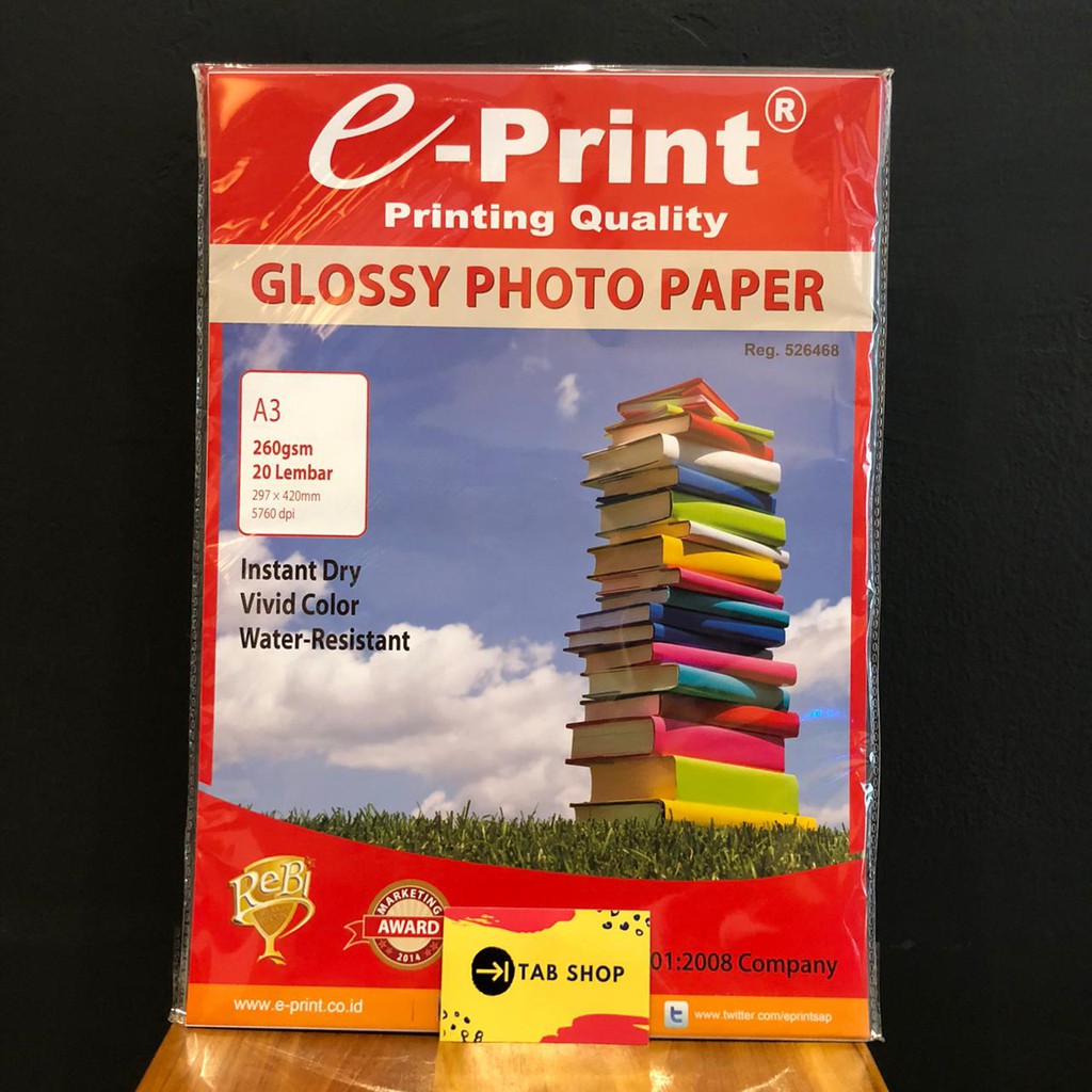 TAB SHOP - EPRINT GLOSSY PHOTO PAPER A3 260 GSM 20 SHEETS - E-PRINT ...