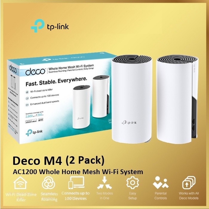 TP-LINK DECO M4 AC1200 Tplink Whole Home Mesh Wi-Fi System (2 PACK ...