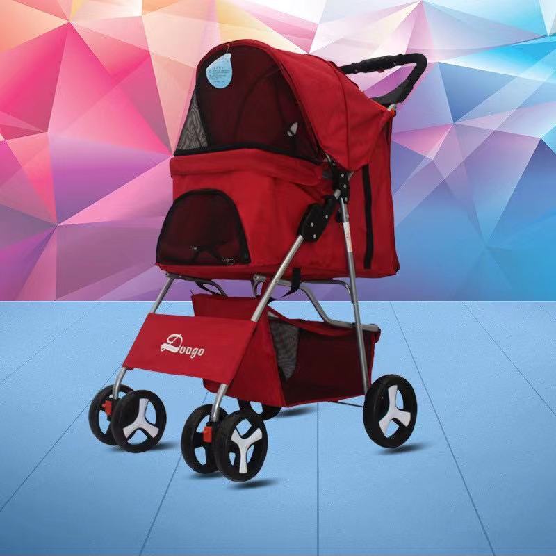 Pet Stroller Foldable Washable Dog Cat Carrier 4 Wheels Lightweight ...
