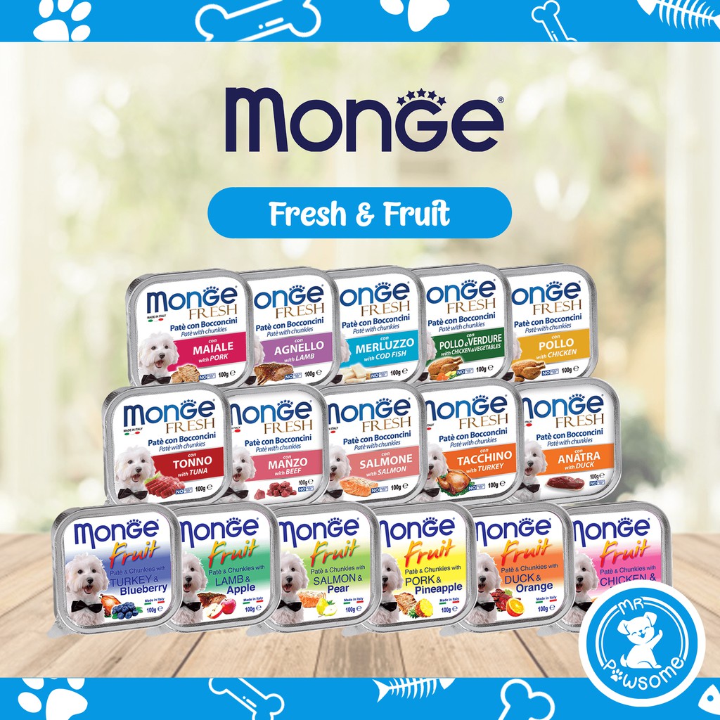 Monge Fresh & Fruit Pate Tray Dog Wet Food 100g | Shopee Singapore