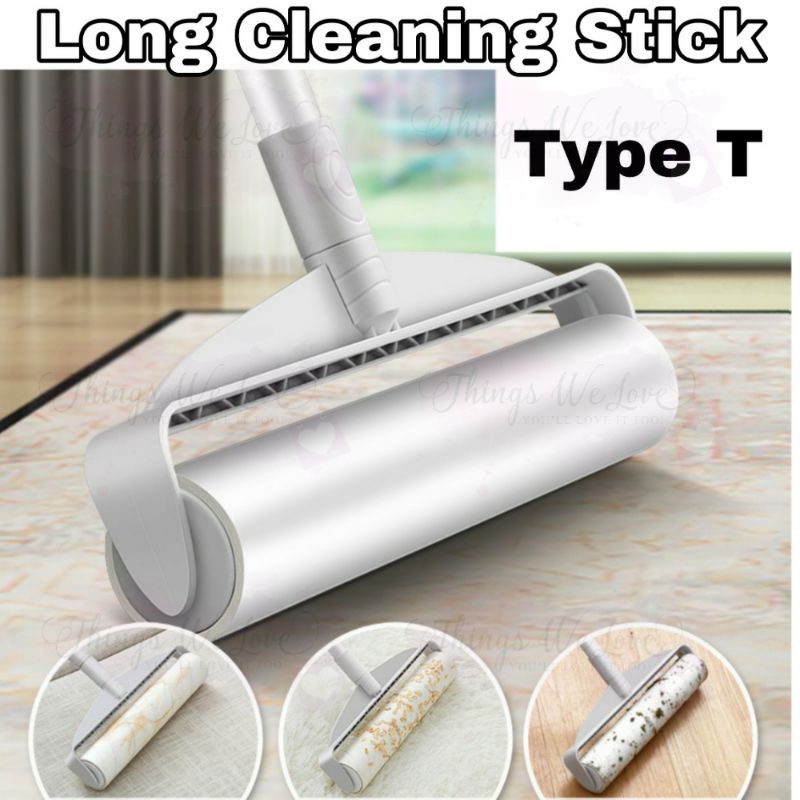 [SG] Long Cleaning Stick (T) 19cm Roller Sticky Roll Floor Cleaner ...