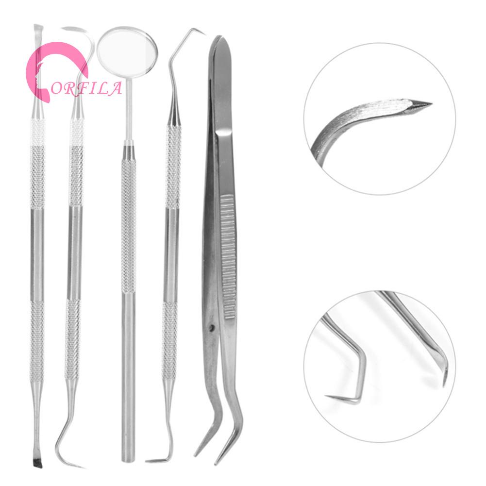 5pcs Stainless Steel Oral Dental Tools Scaler Kits Tartar Plaque ...