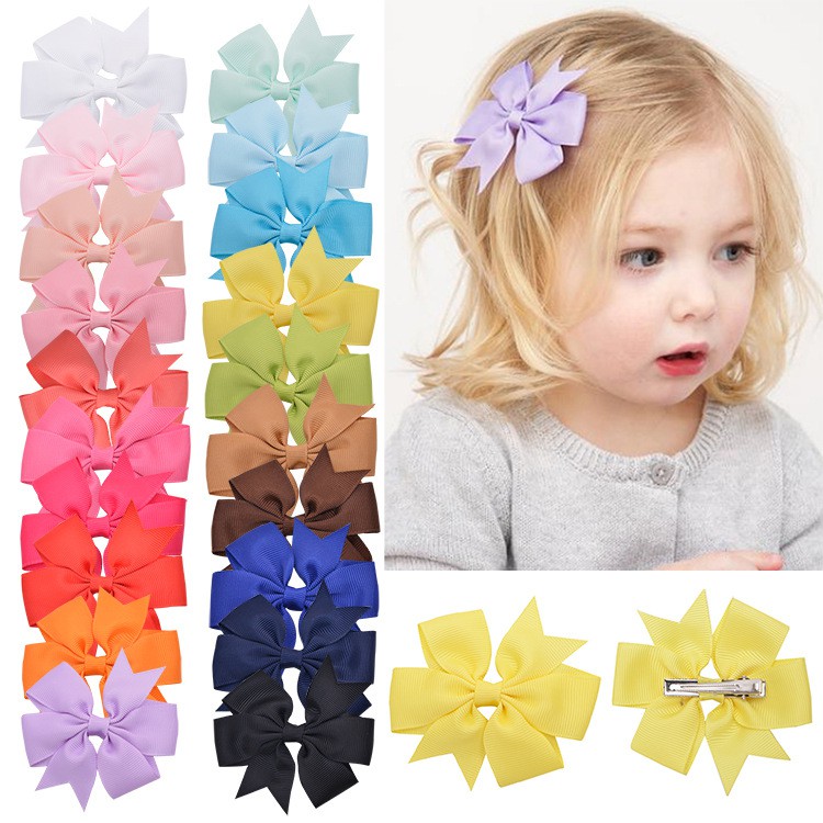 1pc Kids Hair Clips Colorful Ribbon Bow Cute Girls Hairpins Hair ...
