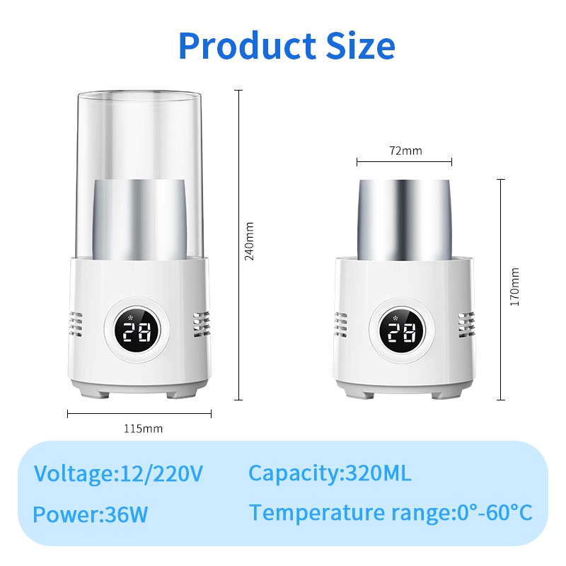 OATSBASF 320ML Portable Quick Refrigeration Cup Mini Ice Maker Cold ...