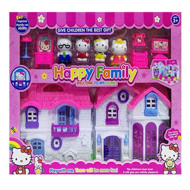 Hello Kitty Cat Villa Model House Children Primary School Cartoon Toy ...