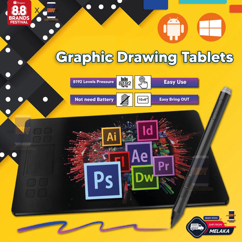 Graphic Drawing Tablet for PC Android Mobile Phones Digital Drawing Pad ...
