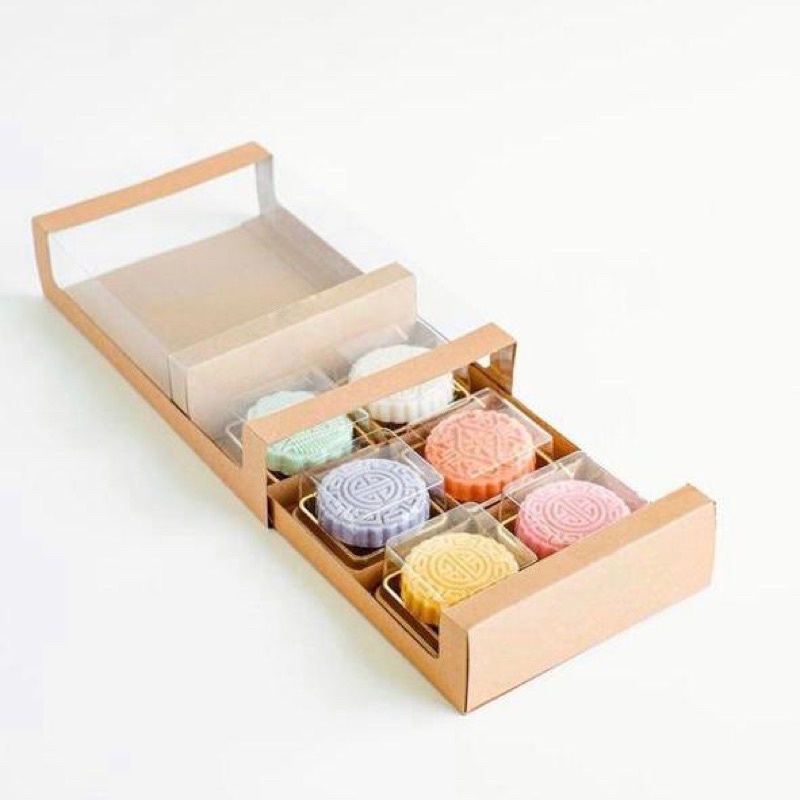 (MIN 5 pcs) sliding box with 6 compartments soes donut mooncake, nastar ...