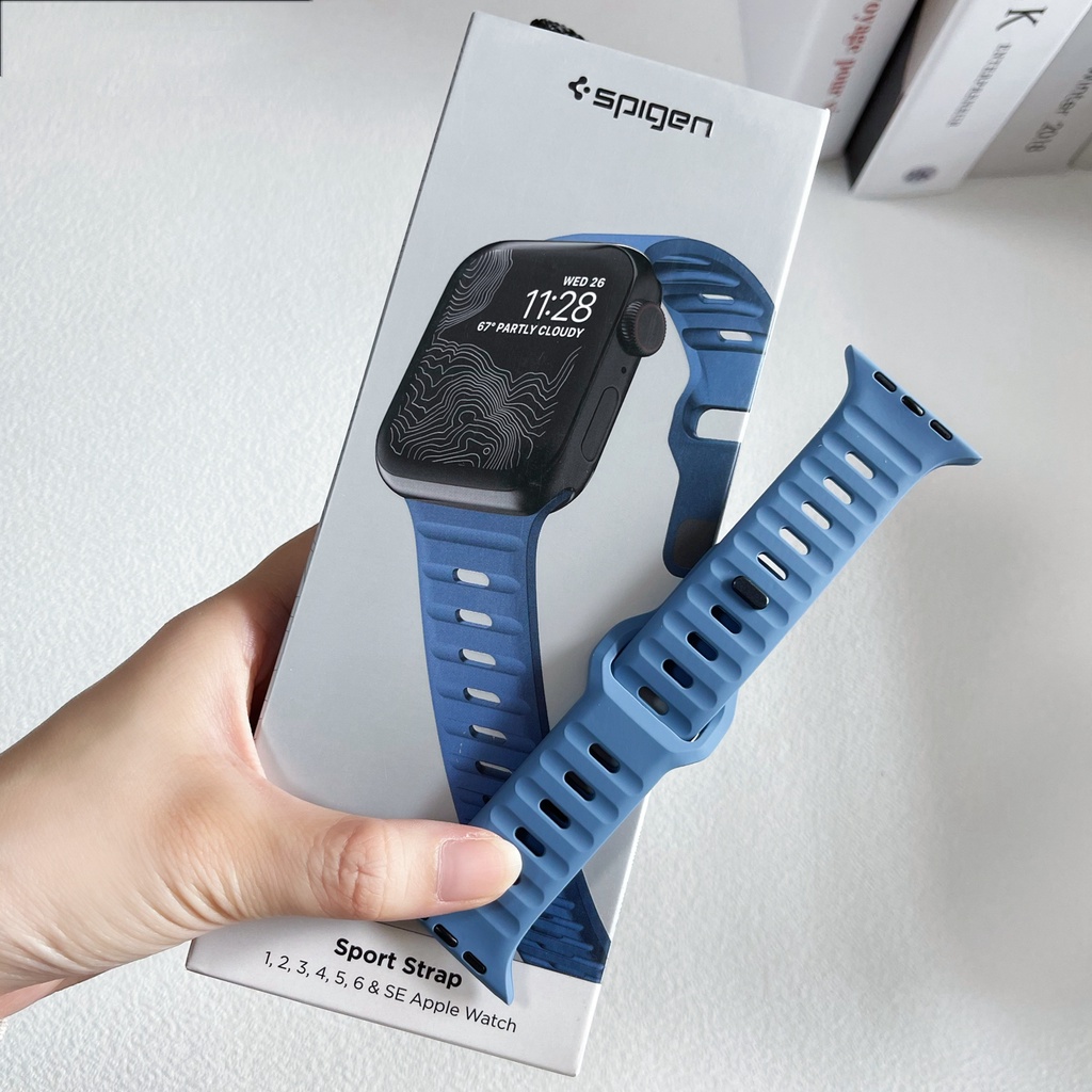 Spigen Silicone Strap for iWatch 45mm 41mm 44mm 40mm Watchband ...