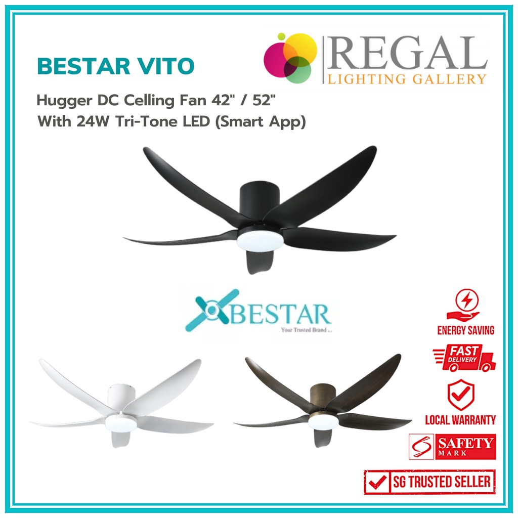 [Free Shipping] Bestar Vito 5 blades 42"/ 52" Hugger DC Motor Ceiling ...