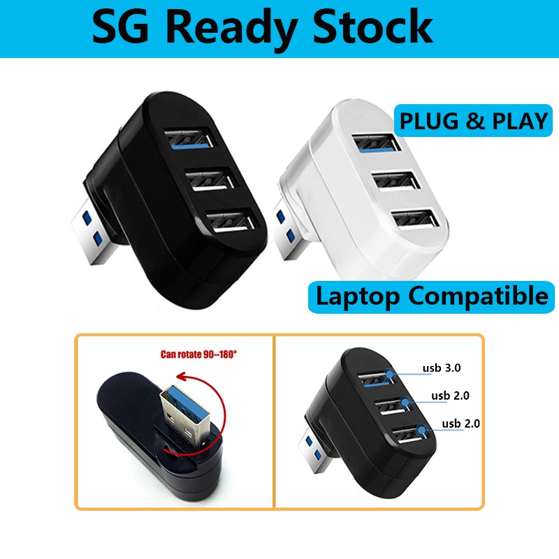[SG Seller] USB 3.0 3-Ports Rotatable Hub High Speed Portable Data ...