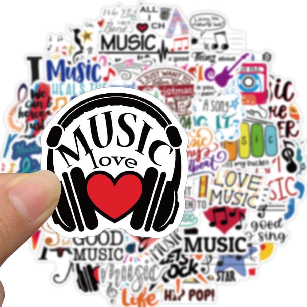 [Large Sticker]50pcs Music Stickers for Guitar Laptop Luggage ...