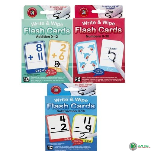 Addition 0-12/Numbers 0 - 30/Subtraction 0 - 12 Write And Wipe Flash ...